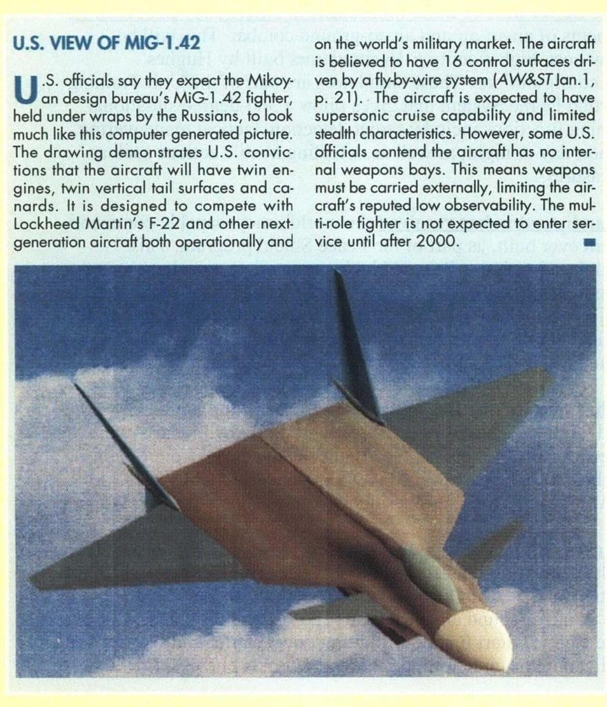 Mikoyan Gurevich MiG 1.42, la respuesta soviética al F-22 Raptor - Parte I