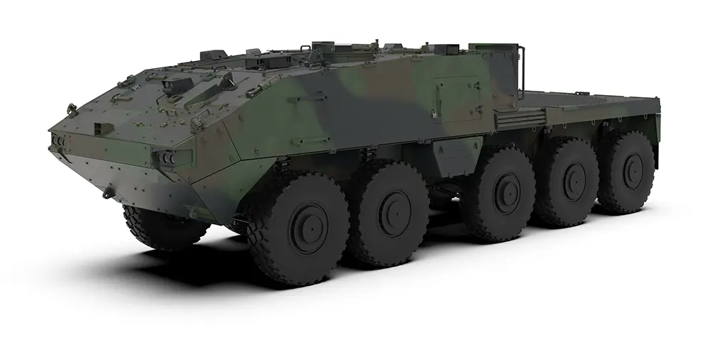 GDELS unveils the new 10x10 heavy transport version of its IFV Piranha