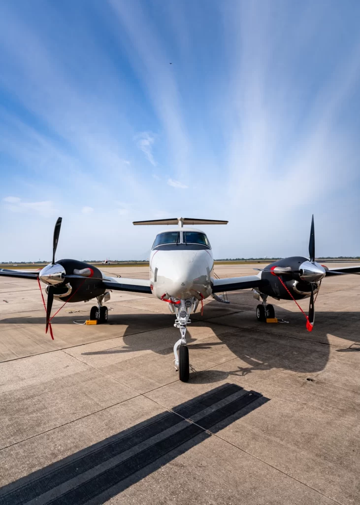 The U.S. Navy receives the first two new Beechcraft T-54C trainers