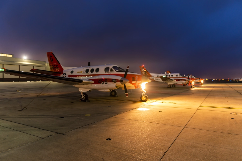 The U.S. Navy receives the first two new Beechcraft T-54C trainers
