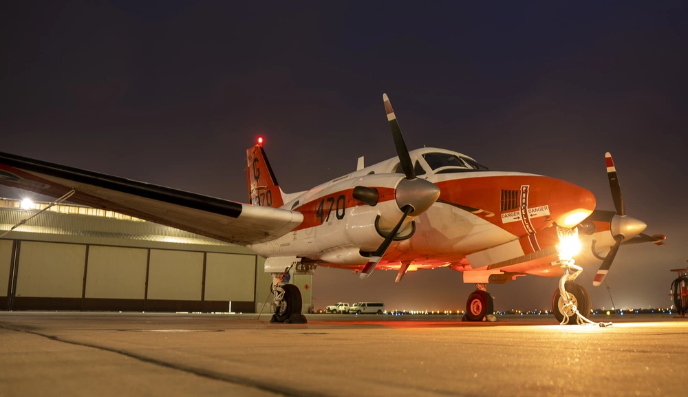The U.S. Navy receives the first two new Beechcraft T-54C trainers