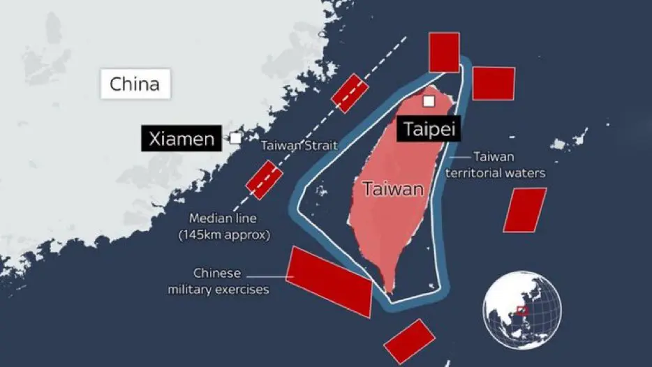 The Chinese Navy surrounds Taiwan in all directions as part of Exercise ...
