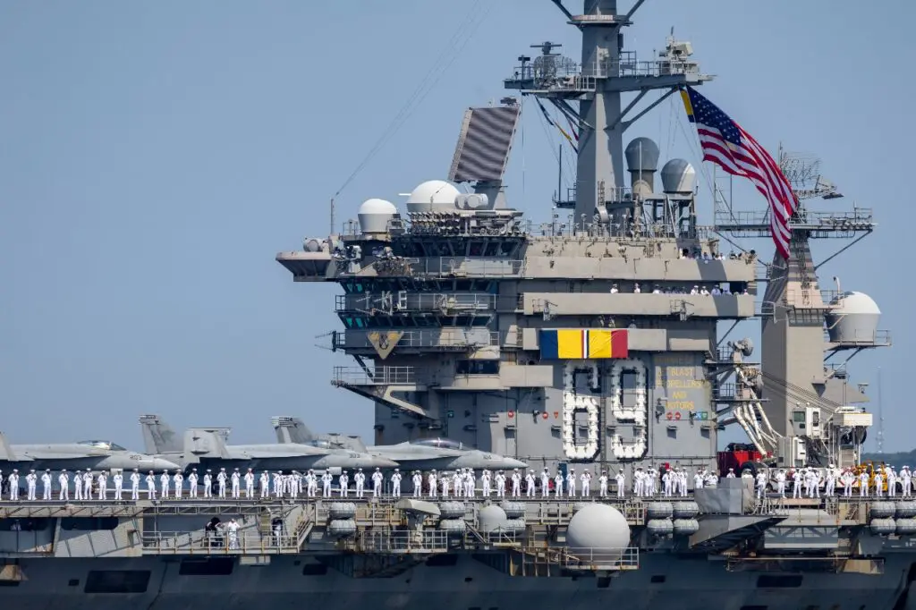 The Strike Group of the USS Dwight D. Eisenhower aircraft carrier returned to the US after ...