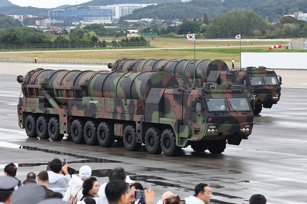 The South Korean Armed Forces showcase their new Hyunmoo-5 ballistic missile for the first time